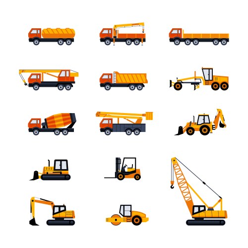 Construction vehicles - modern icon set Royalty Free Vector