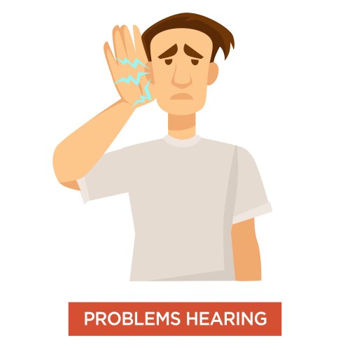 Person with hearing problem cartoon stick figure Vector Image
