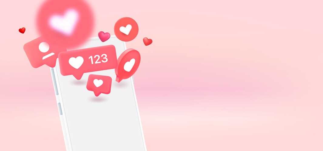 Flying social media notification and icons 3d Vector Image