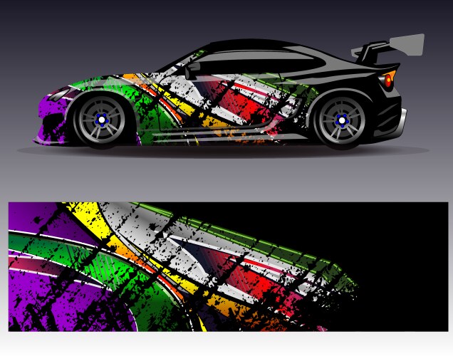 Race car wrap decal designs abstract racing Vector Image