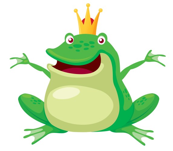 Cute frog prince cartoon character mascot Vector Image