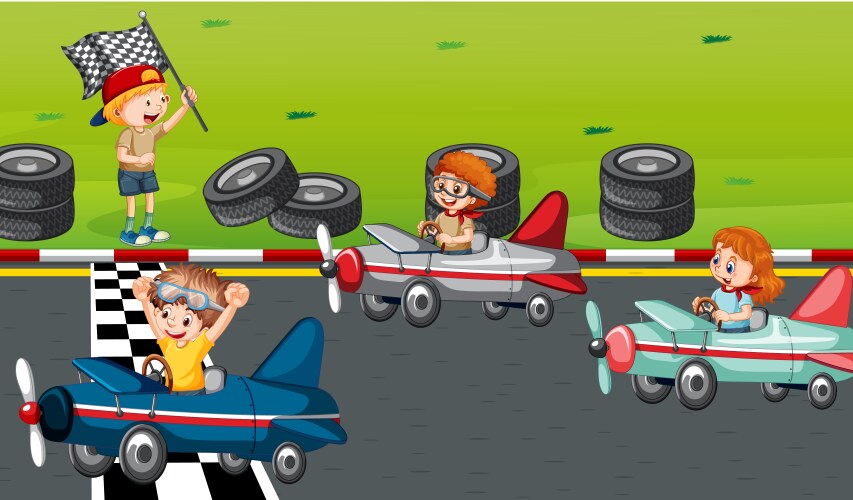 Cartoon car racing sport professional competition Vector Image