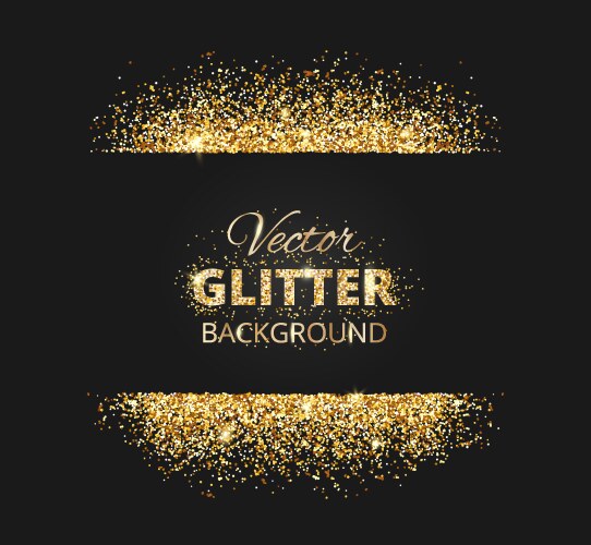 Black and gold background with glitter frame Vector Image