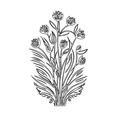Bouquet flower outline sketch Royalty Free Vector Image