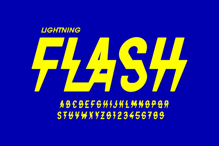 Lightning flash style font alphabet letters Vector Image