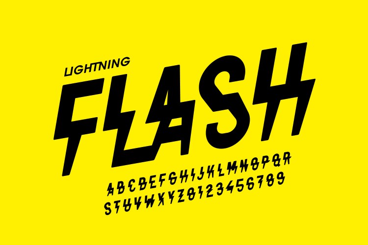 Lightning bolt symbol style font Royalty Free Vector Image