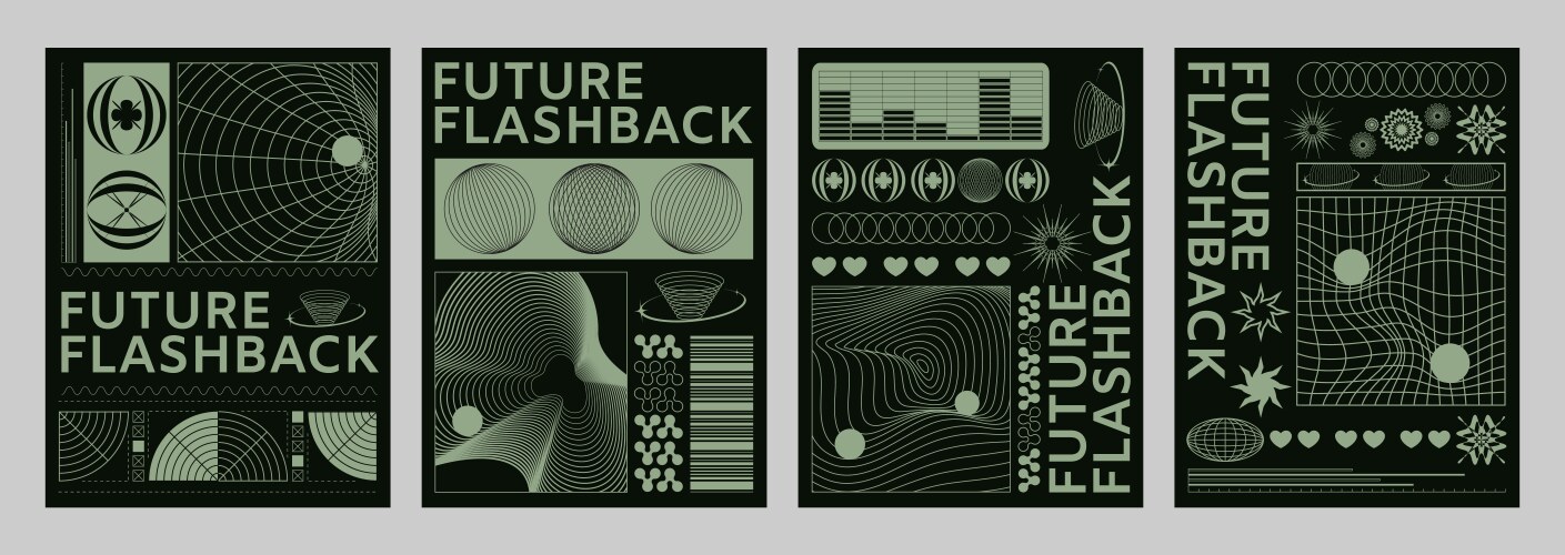 Poster design template in trendy y2k style Vector Image