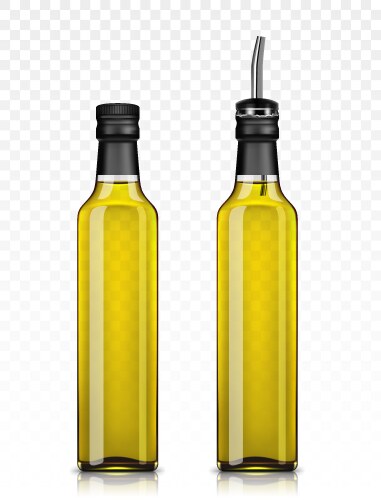 Olive and sunflower oil bottles realistic set Vector Image