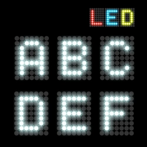 Led font Royalty Free Vector Image - VectorStock