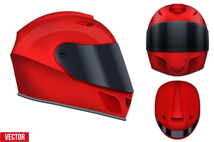 Red motor racing helmet with glass visor Vector Image