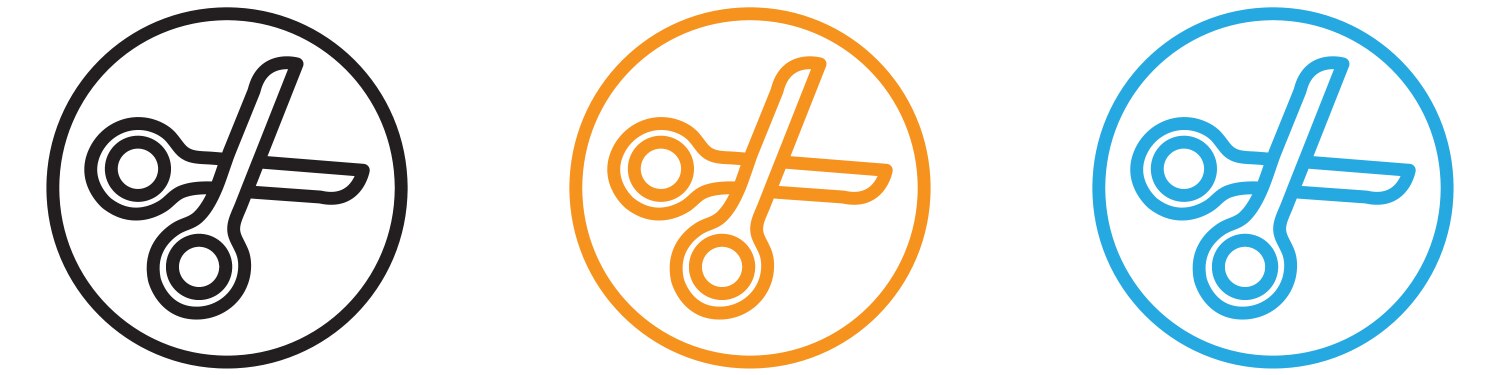 Scissors trim cut icon linear logo mark in black Vector Image