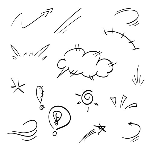 Doodle set cartoon expressions effects Royalty Free Vector