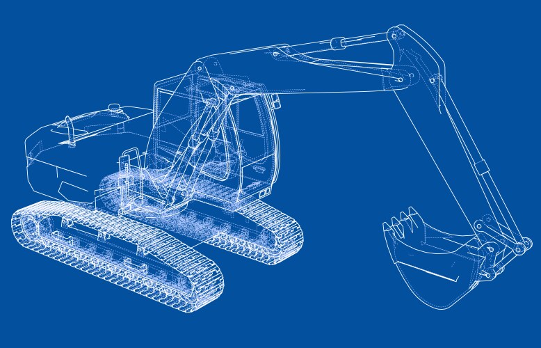 Heavy excavator blueprints Royalty Free Vector Image