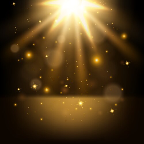Gold light shining on transparent background Vector Image