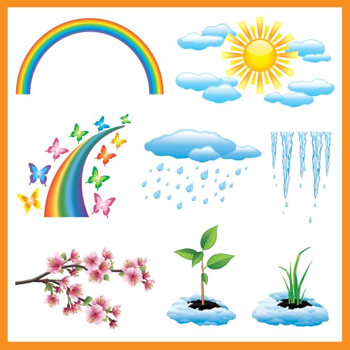 Set of seasons icons winter spring summer autumn Vector Image