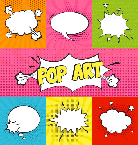 Pop art colorful templates set Royalty Free Vector Image