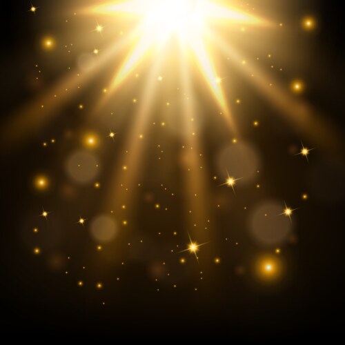 Golden spotlight shining on transparent background