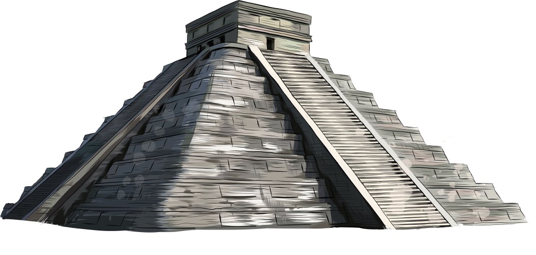 Sketch of chichen itza mayan pyramid in mexico Vector Image