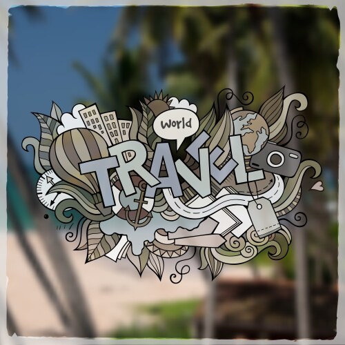 Hand drawn lettering travel Royalty Free Vector Image
