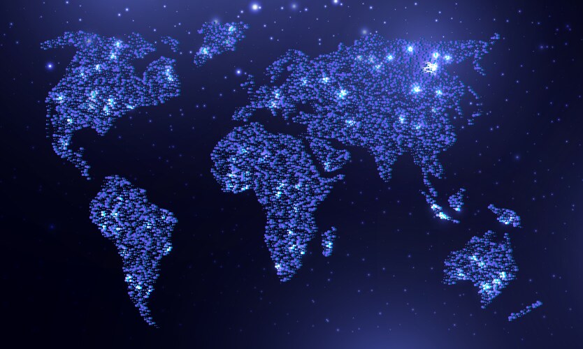 Wireframe globe map cyber security world Vector Image