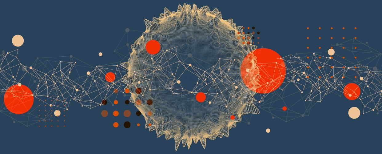 Abstract sphere background with plexus effect 3d Vector Image