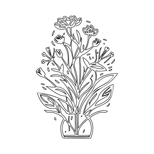 Bouquet flower outline sketch Royalty Free Vector Image