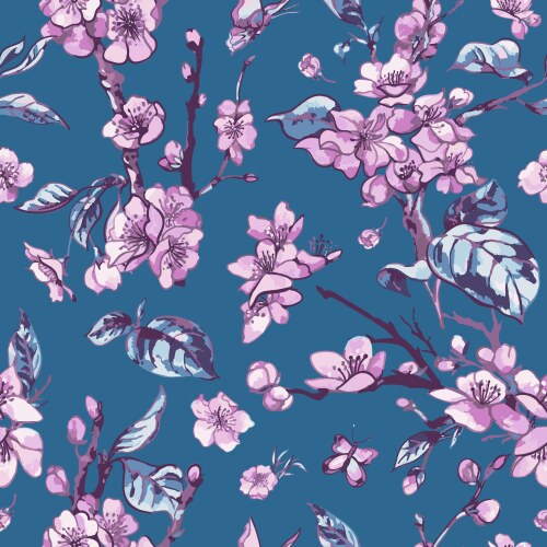 Seamless cherry sakura blossom flowers pattern Vector Image