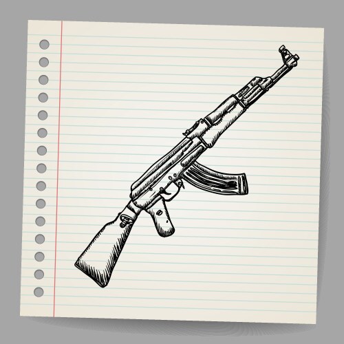Vintage modern automatic assault rifle template Vector Image