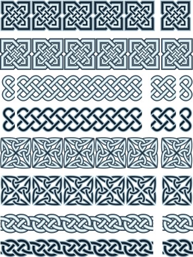 Celtic knots medieval borders set in black Vector Image