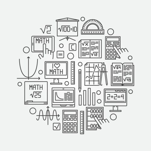 Mathematics doodle hand drawn school set Vector Image