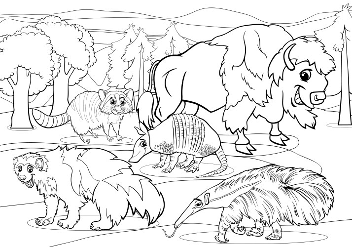 Cartoon south american animals set coloring book Vector Image