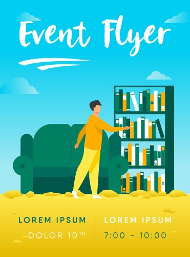 Book festival poster design library bookstore Vector Image