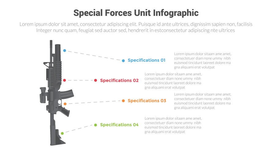 Special forces unit equipment gears infographics Vector Image