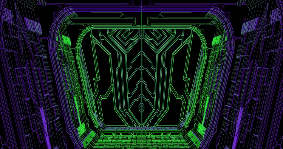 Wire low poly frame of a futuristic corridor Vector Image