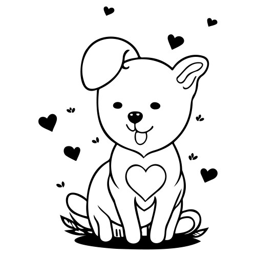 Happy valentines day puppy dog love sketch hand Vector Image