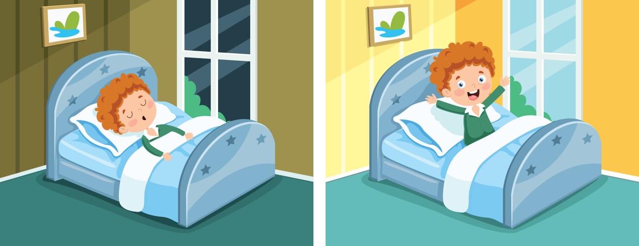 Sleeping and waking up Royalty Free Vector Image