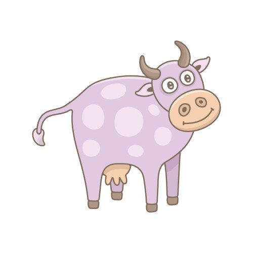 Cute cow with hoof standing and stretching Vector Image