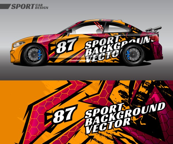 Racing car wrap design with special texture style Vector Image