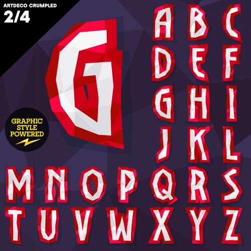 Crumpled paper alphabet Royalty Free Vector Image