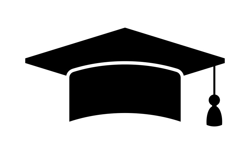 Graduation hat logo graduate cap flat sign Vector Image