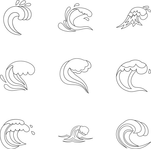 Doodle ocean wave handdrawn outline sketch beach Vector Image