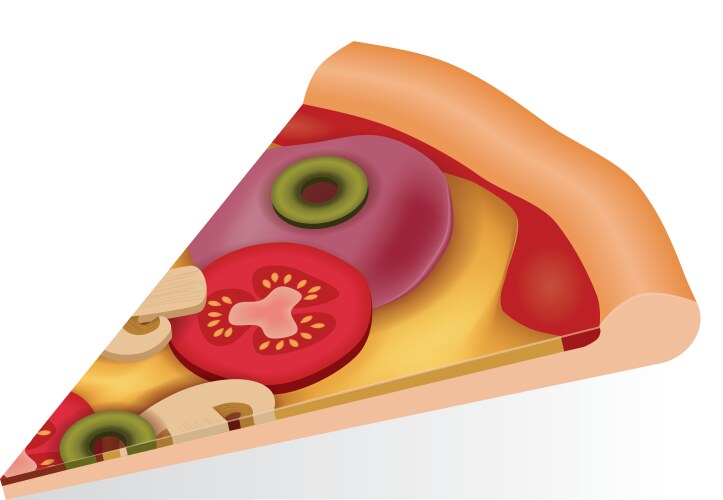 Hot pizza slice with sticky cheese Royalty Free Vector Image