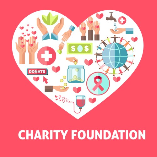 Charity giving and donation poster template Vector Image
