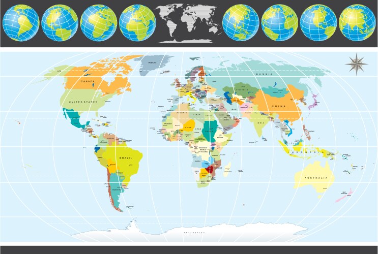 World Map with Country Borders Vector Images (over 79,000)