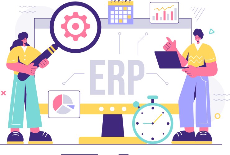 Erp enterprise resource planning system Royalty Free Vector