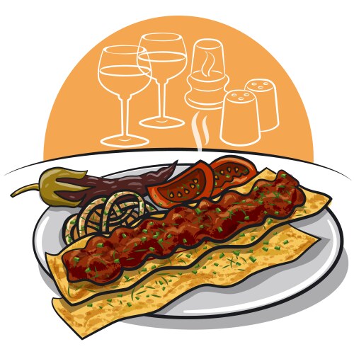 Grilled salmon kebab Royalty Free Vector Image