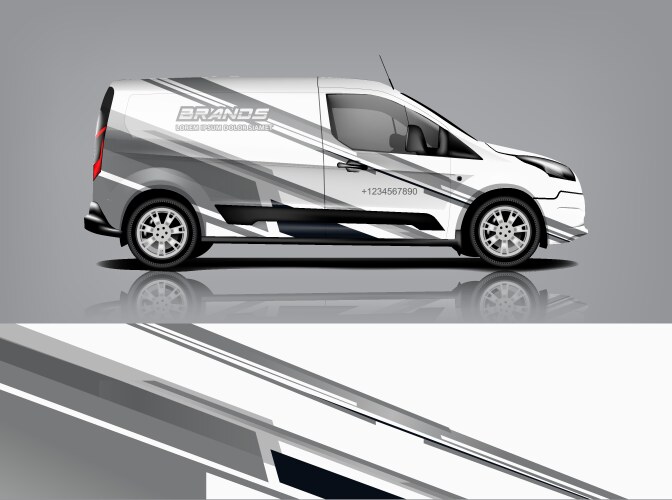 Van wrap design template with wave shapes decal Vector Image