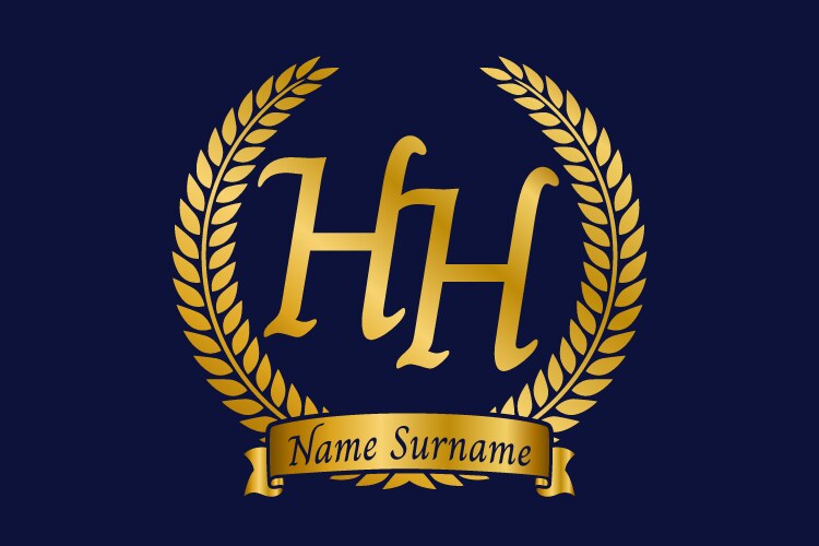 Initial letter r and h rh monogram logo design Vector Image