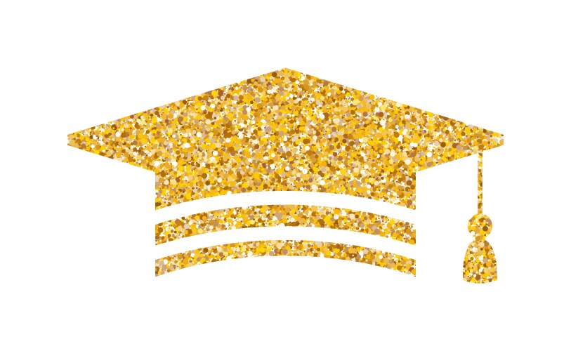 Graduation hat logo graduate cap flat sign Vector Image
