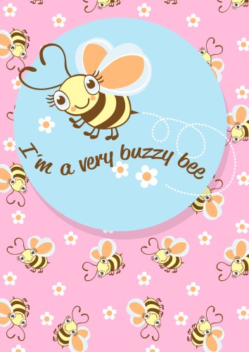 Cartoon girl in a bee costume with floral wreath Vector Image